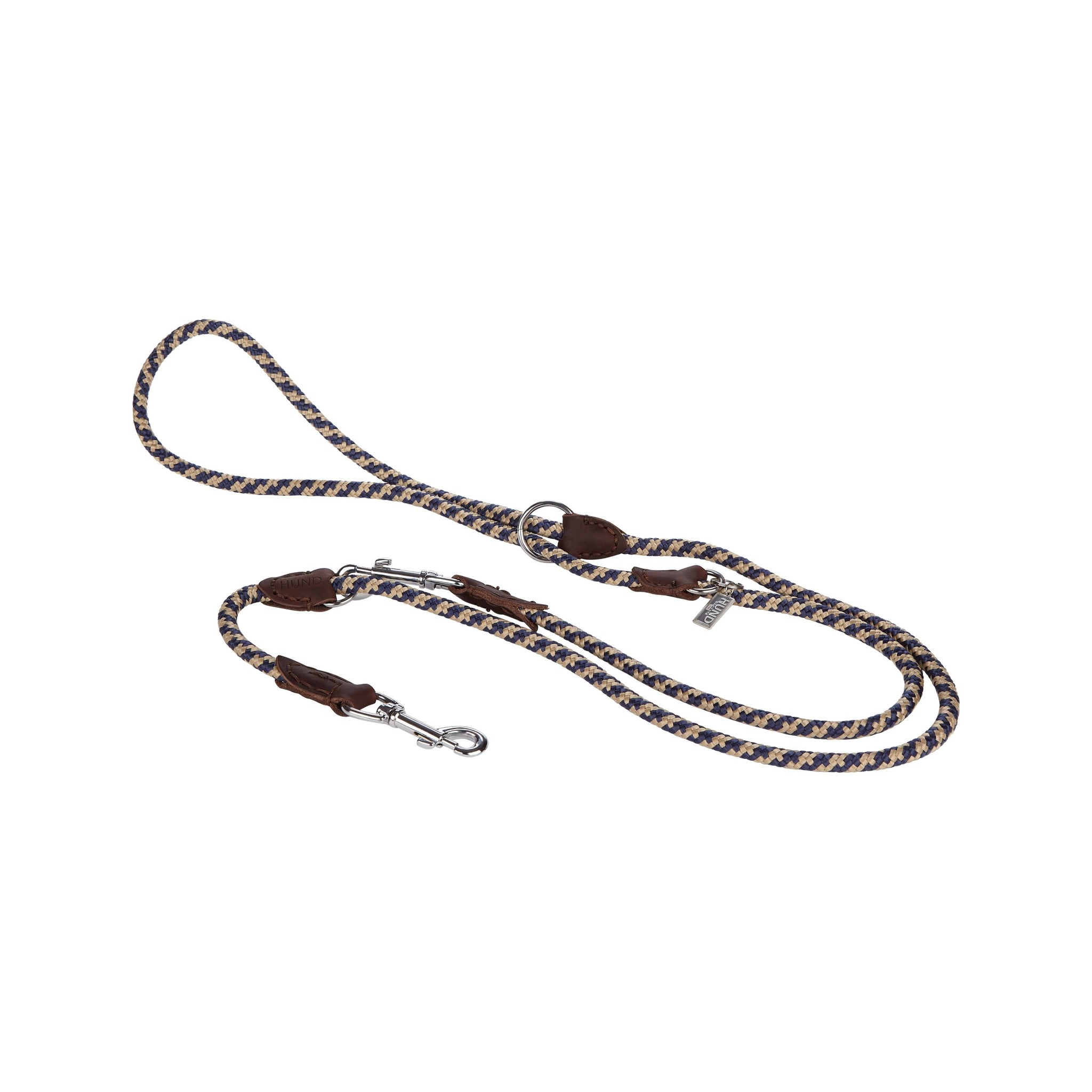 6 In One Rope/Leather Leash Navy/Cream | HUND Denmark